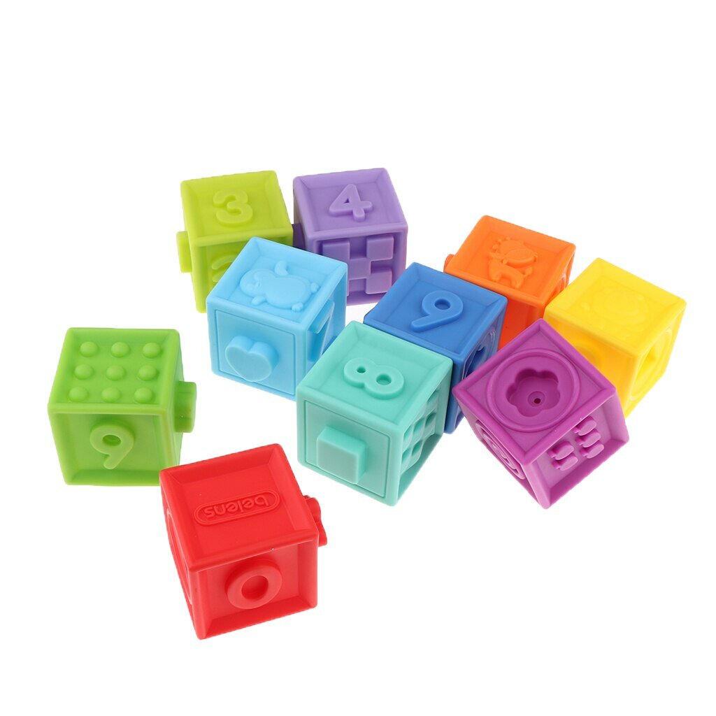 10pcs мягкий строительный блок номер куб дети дети образовательные игрушки накладывая цвет и форму выравнивая блок игры (()
