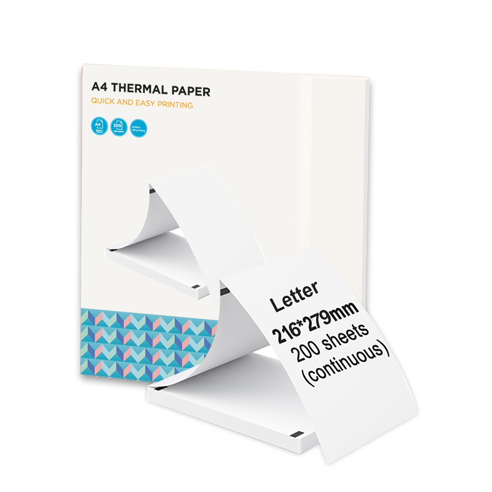 Термобумага 200 листов US Letter Size, размер 216x279 мм (8.5x11 дюймов), вентиляционно сложенная, для термопринтера, без BPF, водонепроницаемая, маслоустойчивая, многоцелевого использования для документов, файлов, дома и офиса