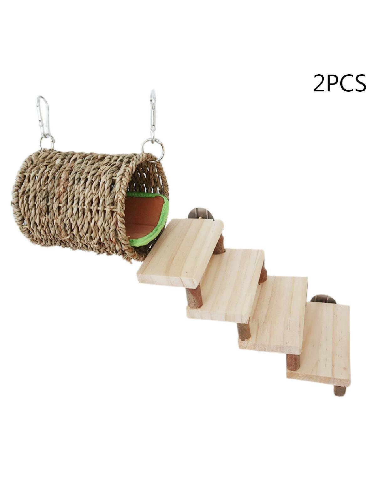 Хомяк Подвесное Спальное Гнездо Лестница Жевательная Игрушка для Крысы Белка Шиншилла 2x