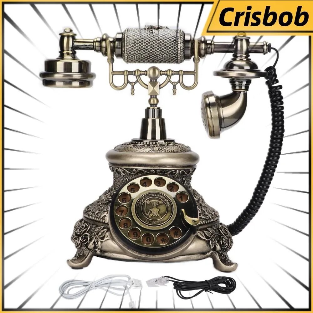 Ретро телефон с дисковым номеронабирателем Винтажный стиль Работает без батареек Для дома и декора