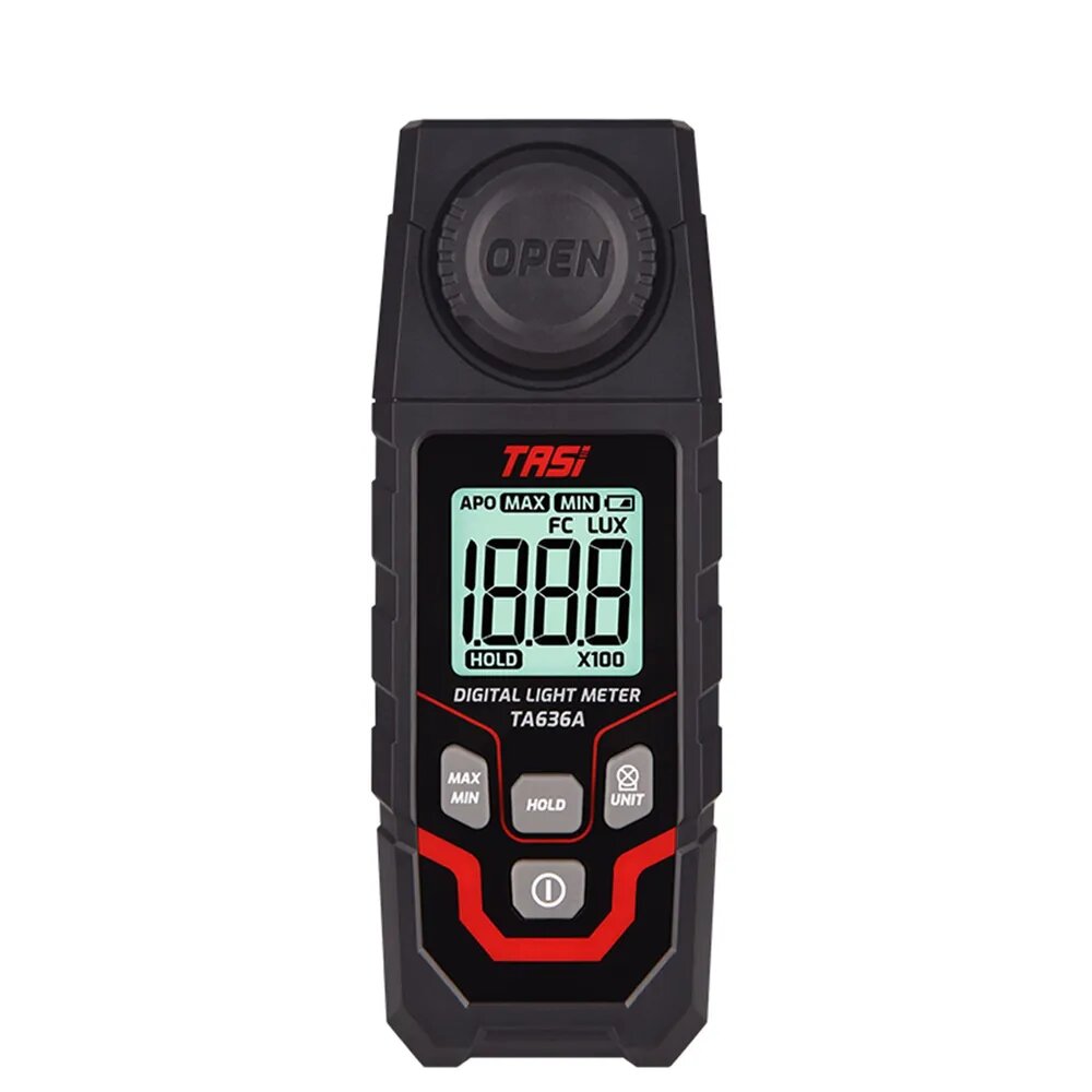 Черный, Цифровой измеритель освещенности TASI, диапазон измерения 0 200000LUX, TA636A, без батареи, встроенный датчик,