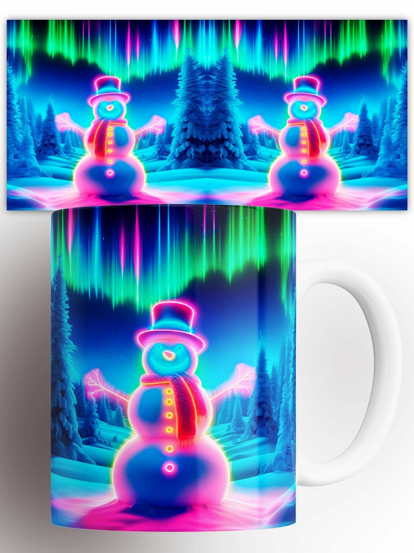 Кружка Снеговик неон 330 мл