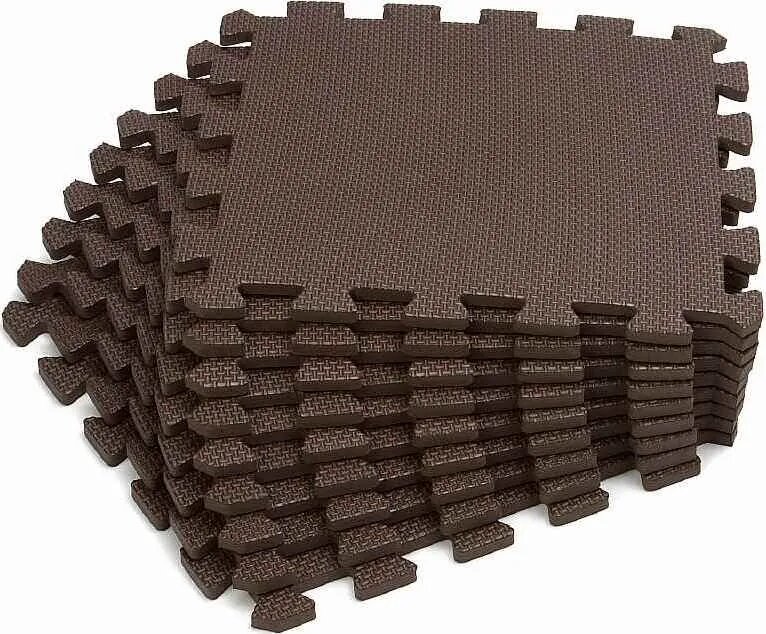 Детский коврик-пазл WellMat (Meitoku) "Коричневый" 30x30x1 см (8шт.) с окантовкой игровой развивающий для ползания