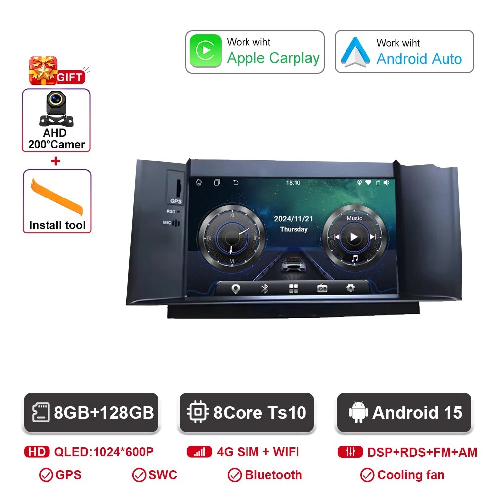 Беспроводной CarPlay Android15 для Citroen C4 C4L DS4 2011 2012-2016 Автомагнитола GPS Мультимедиа Стерео QLED 4G WIFI BT No 2Din