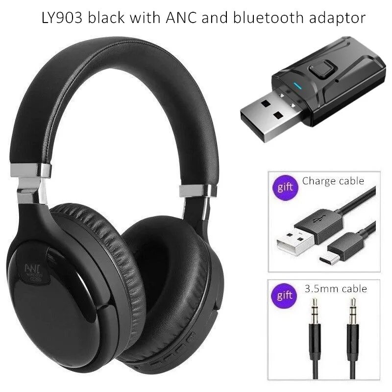 Беспроводные наушники ANC Bluetooth для телевизора 903 black adaptor