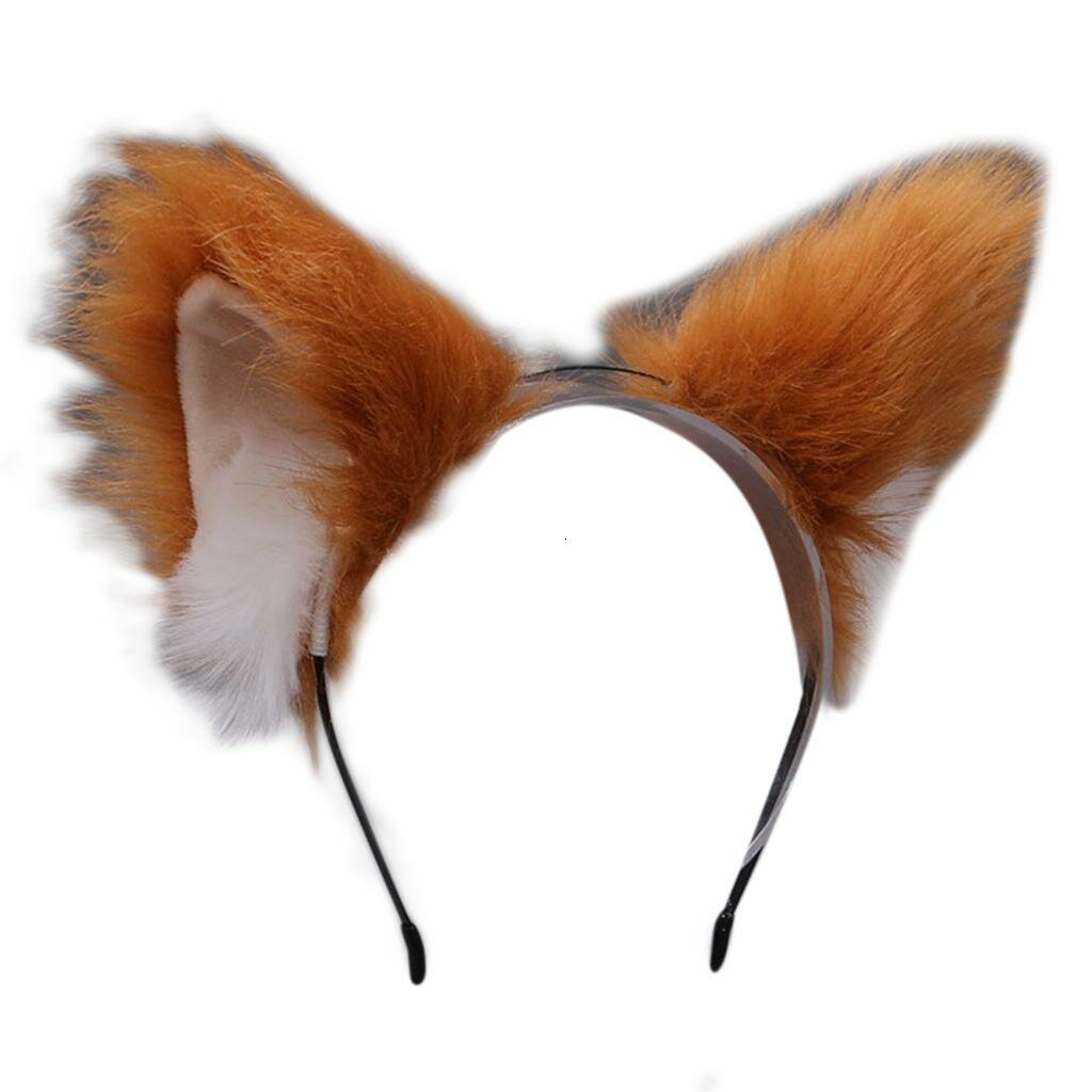 Женская реалистичная повязка на голову в виде длинного пушистого животного с кошачьими ушками, Лолита Каваи, Аниме-обруч для волос, Хэллоуин, косплей-вечеринка, Головной убор