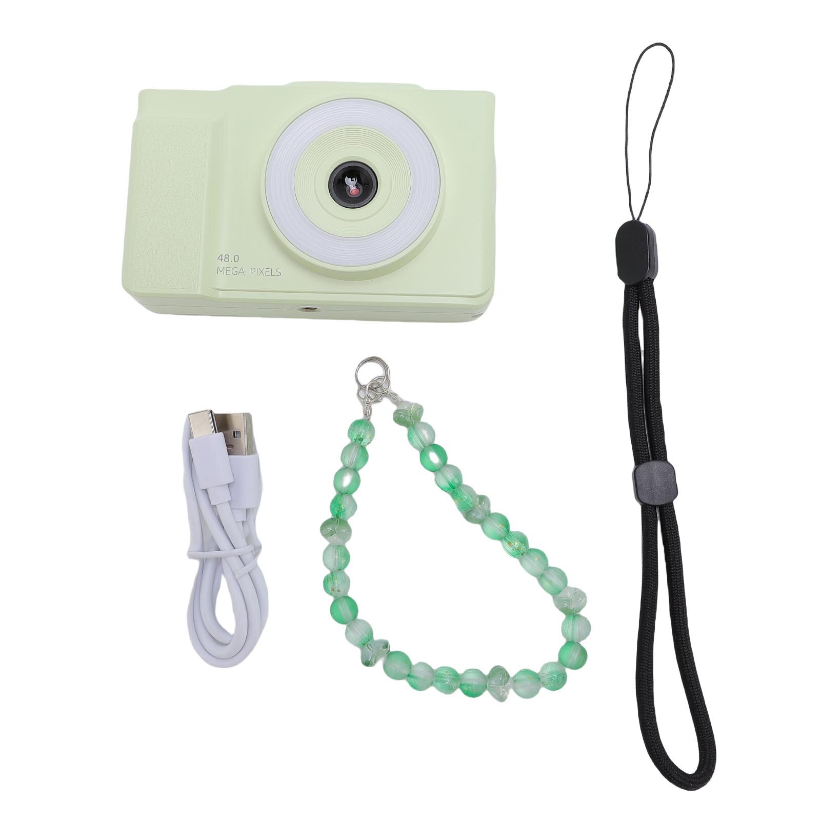 Цифровая фотокамера с автофокусом, стабилизацией изображения, разрешением 48 МП, видео 1080p, 16-кратным зумом, 2,8-дюймовым поворотным экраном, для путешествий и кемпинга, зелёного цвета.