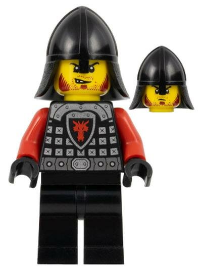 Минифигурка Lego cas518a Castle - Dragon Knight Scale Mail with Dragon Shield and Shoulder Armor, Helmet with Neck Protector, Angry Scowl