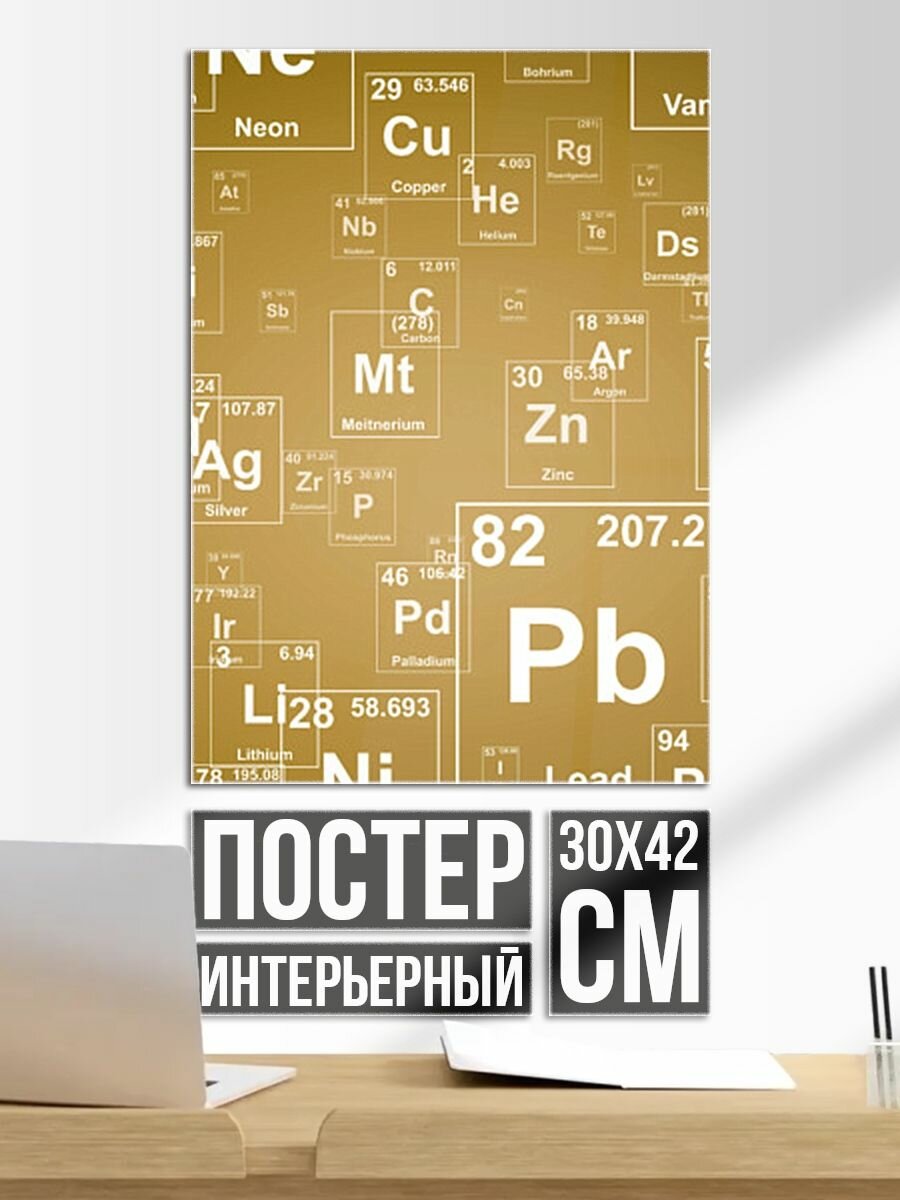 Постер на стену Pb - таблица Менделеева
