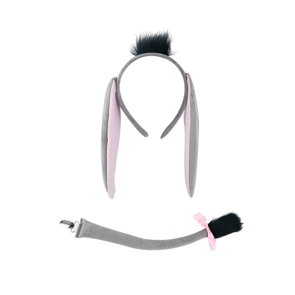 Аксессуары для маленького ослика-серые милые ослиные ушки с зажимом для хвоста