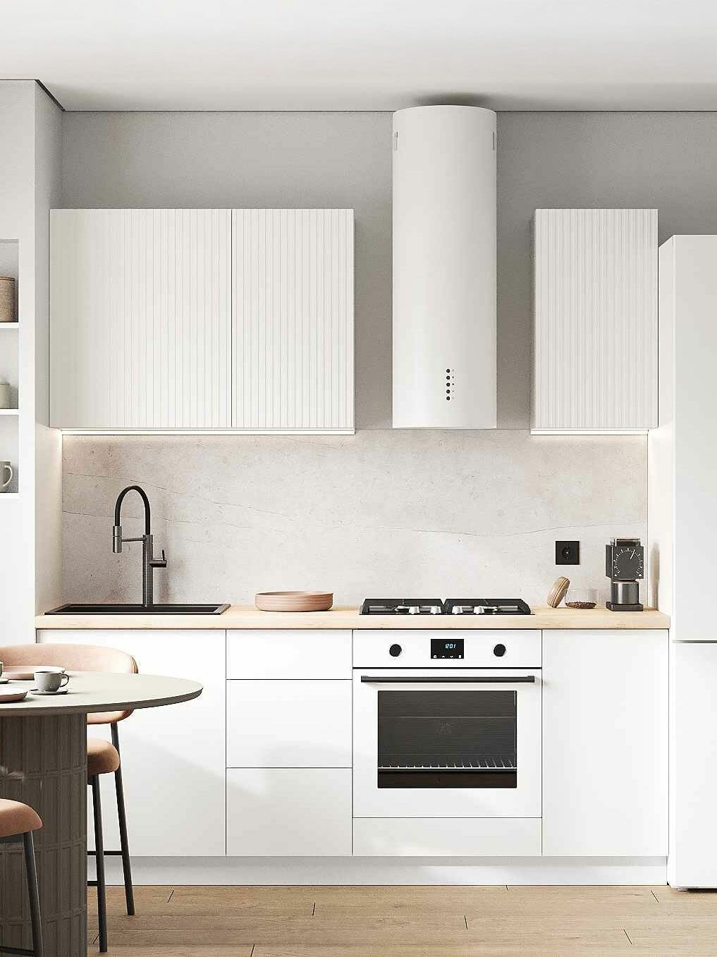 Кухонный гарнитур Комби 2 м, мебель для дома и кухни, Белый / Бланж