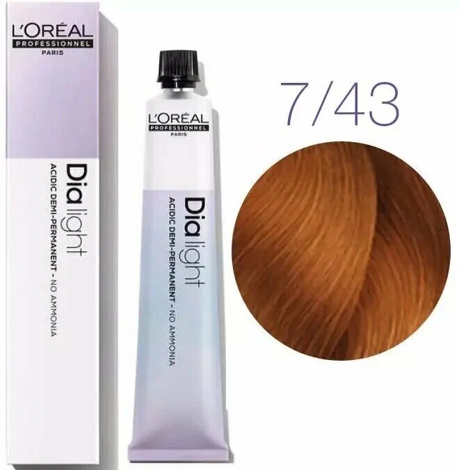 L'Oreal Professionnel Dia Light Краска для волос, 7.43 блондин медно-золотистый, 50 мл
