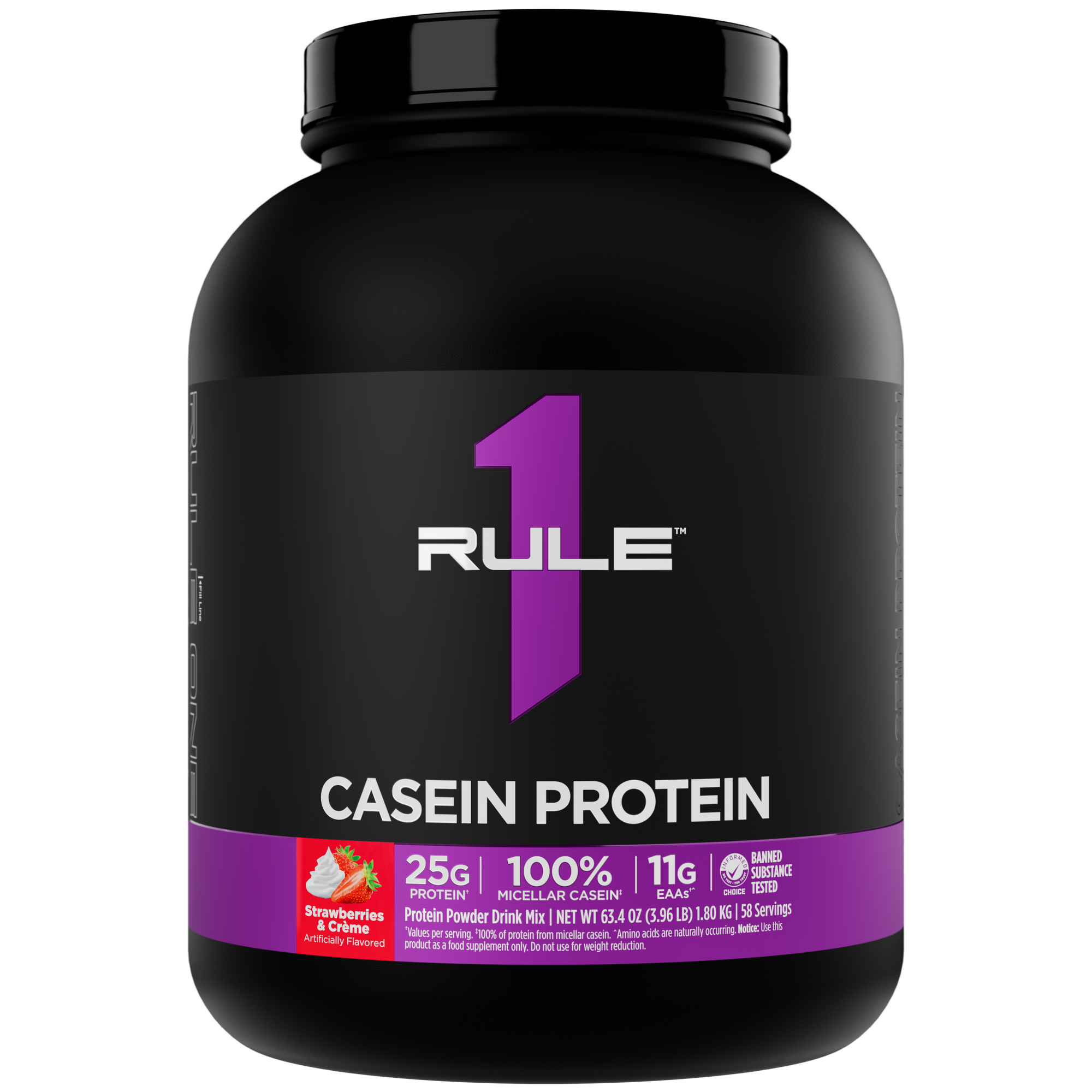 Казеиновый протеин RULE 1 Casein Protein 1820 гр Клубника крем