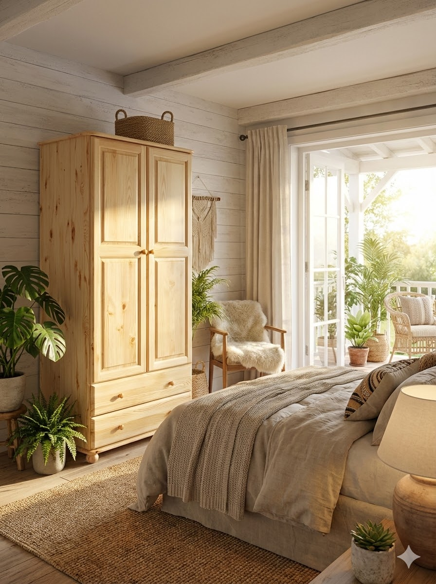 Шкаф "Норд 122" для дома и дачи из массива сосны 82x58x186 см. отделка- лак "Дом мебели из сосны"