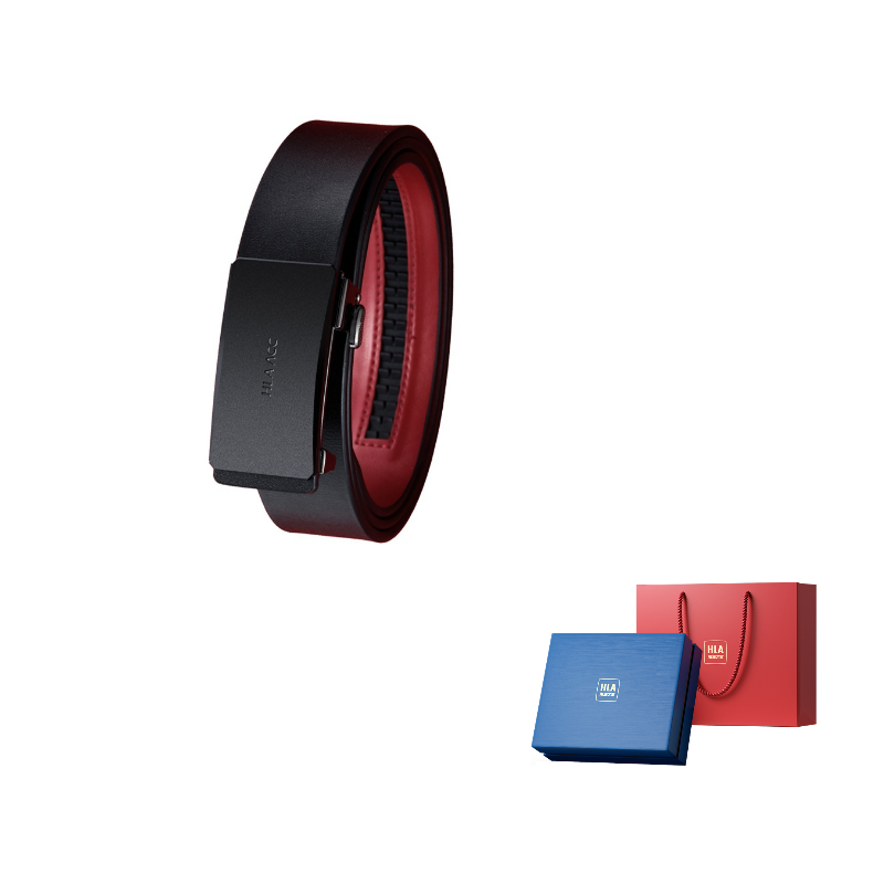 HLA Leather Belts Men's Black Width 3.4cm 120cm