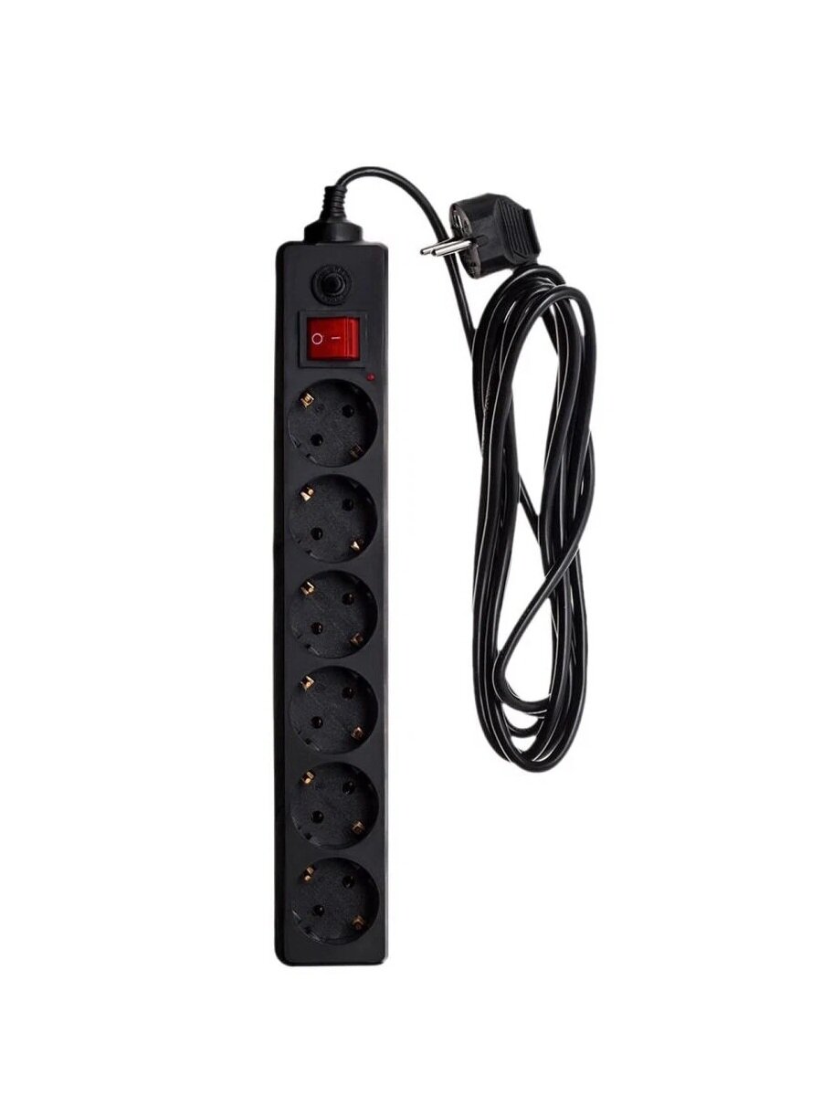 Сетевой фильтр Buro 600SH-16-3-B, защита, заземление, световая индикация, черный