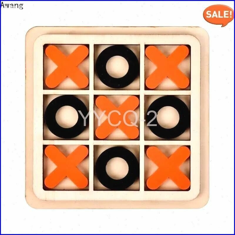 Крестики нолики, деревянная игра, оранжевые