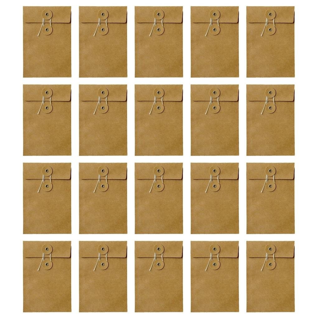 Бумажные конверты с завязками, 20 шт, Желтый