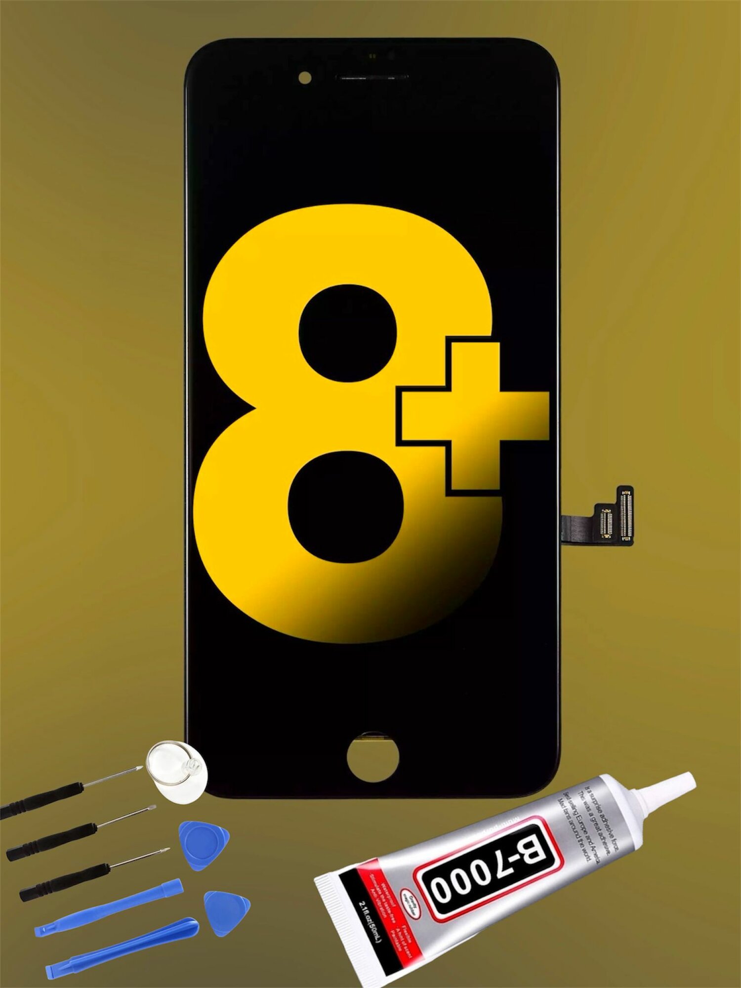 Дисплей для iPhone 8 Plus черный с тачскрином + клей