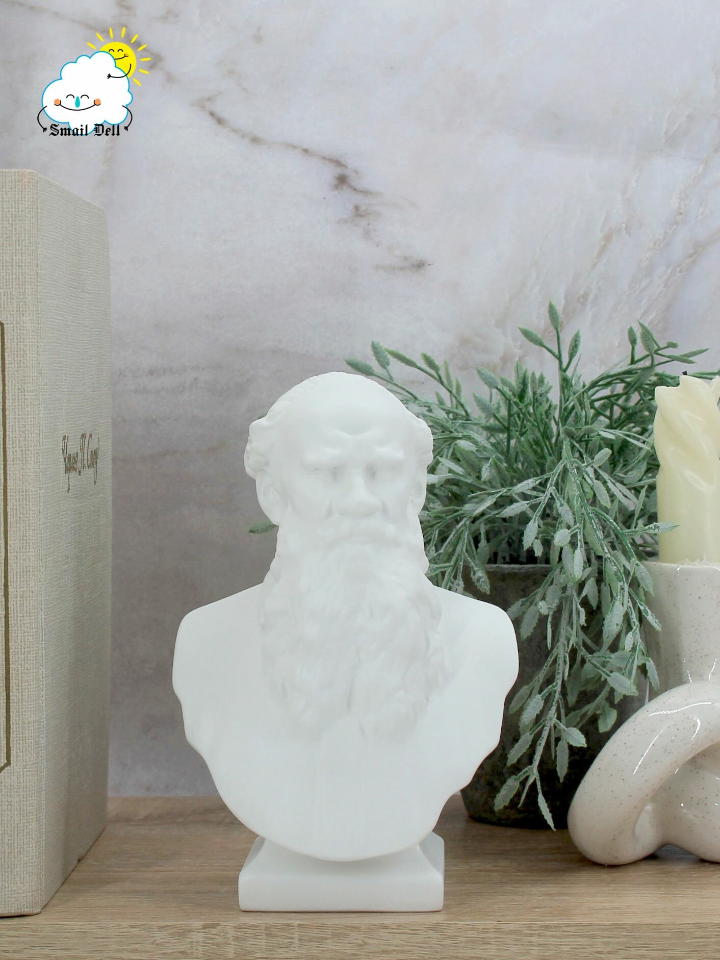 Статуэтка бюст Толстой Л. Н, гипс , 15,5 см, цвет белый матовый