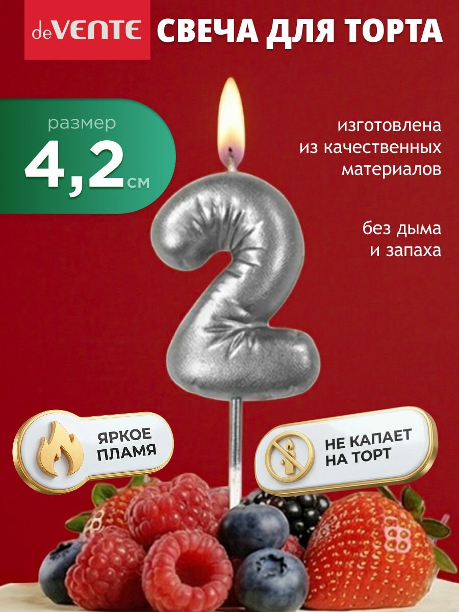 Свеча для торта на день рождение цифра в форме Воздушного шарика 4,2x2,9x1,4 см