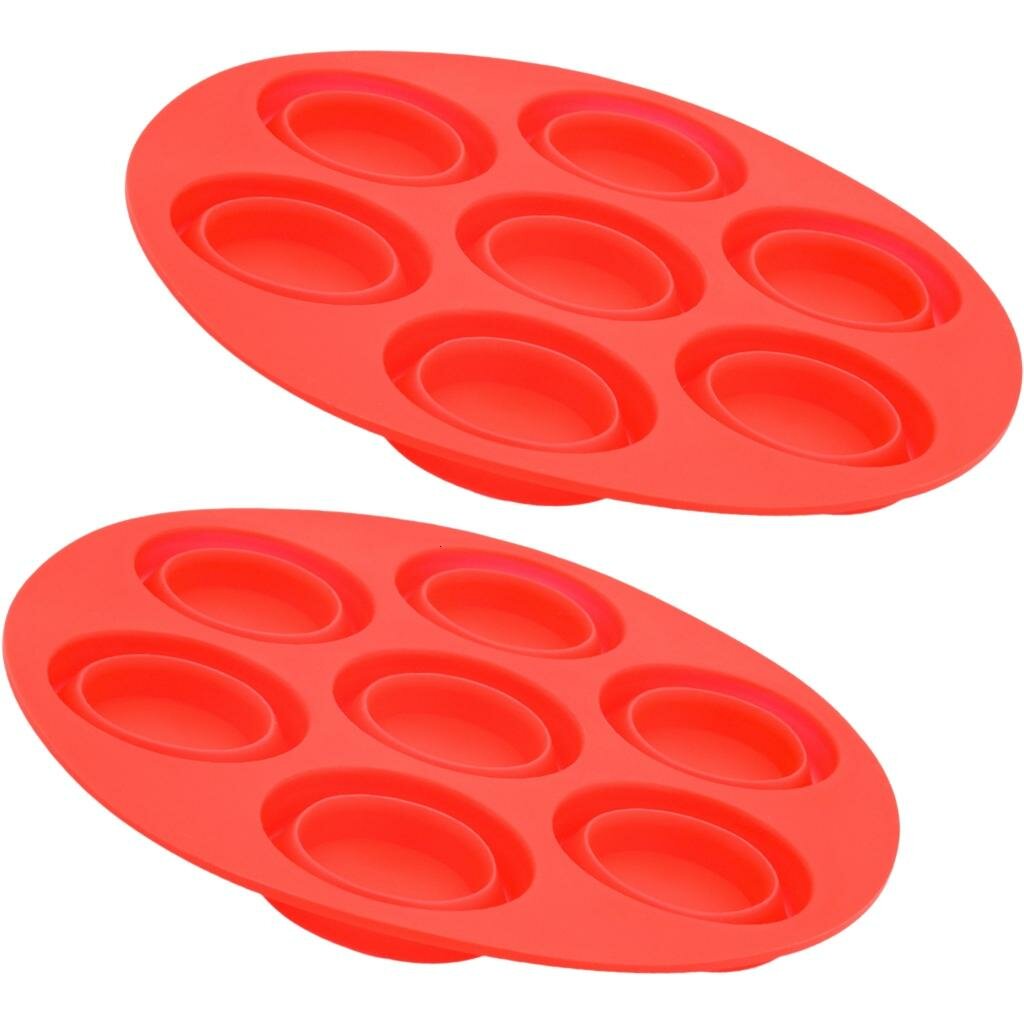 Силиконовая форма для кексов, 7 ячеек, красный