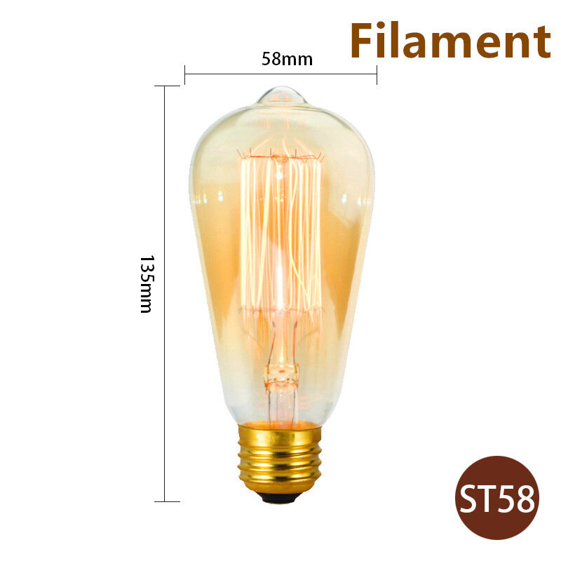 Винтажная лампа с вольфрамовым нитью, светодиодная лента с теплым светом, энергосберегающая антикварная лампа Эдисона, креативная декоративная лампа с шелковым нитью
