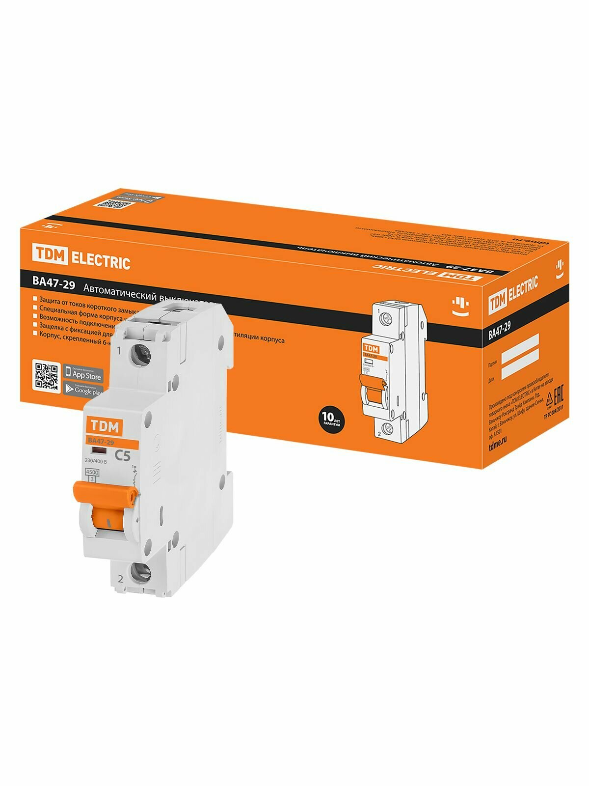 Авт. выкл. ВА47-29 1Р 5А 4,5кА х-ка С TDM