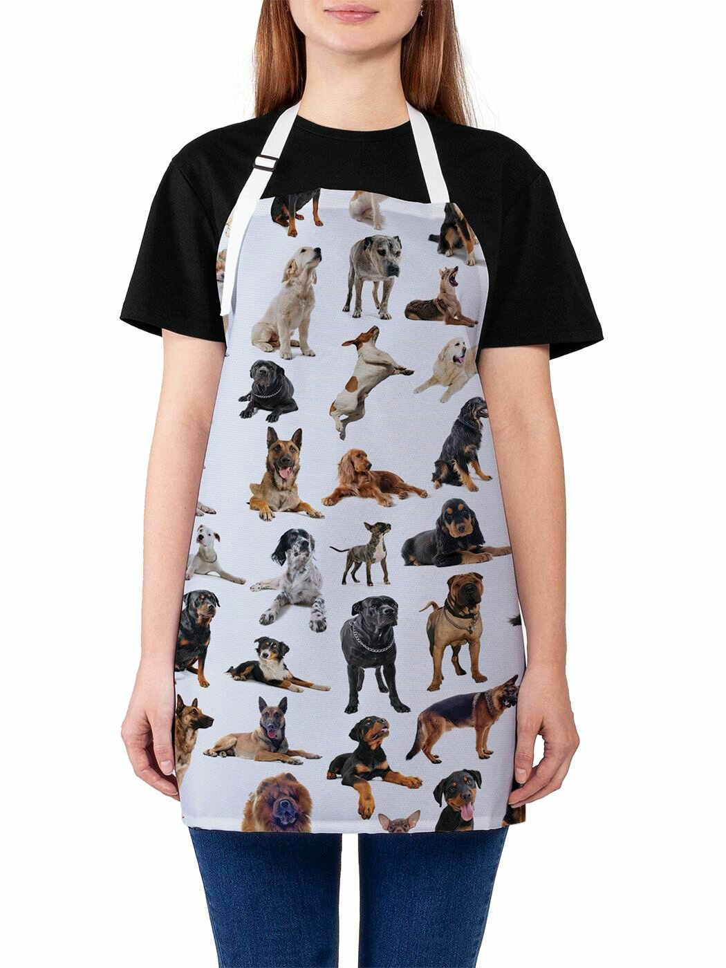 Фартук для кухни тканевый "Друзья человека" / водоотталкивающий, универсальный размер , JoyArty