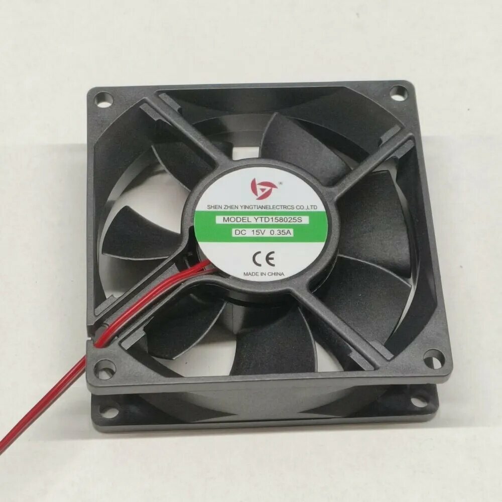 YTD158025S DC15V 0.35A Двухпроводный 80x80x25 мм охлаждающий вентилятор
