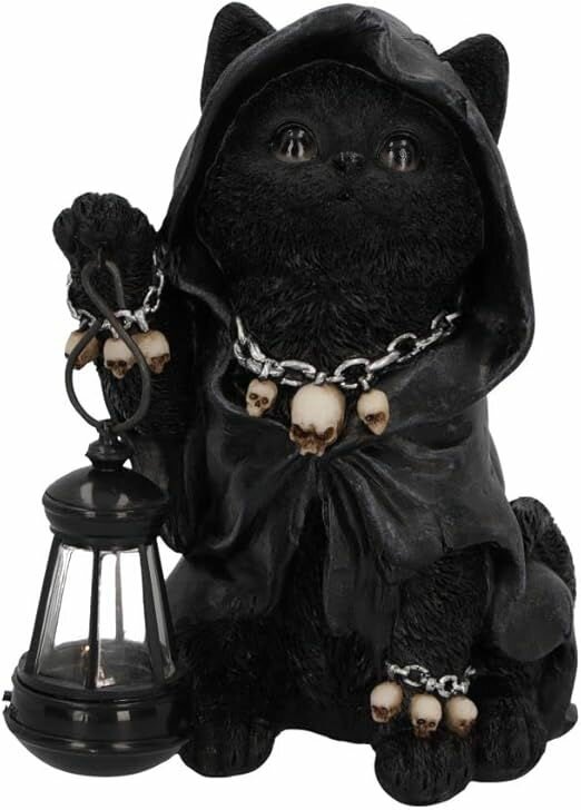 Статуэтка Nemesis Now - Фигурка-фонарь мрачный жнец "Reapers cat", 18.5 см, черный, U6172W2