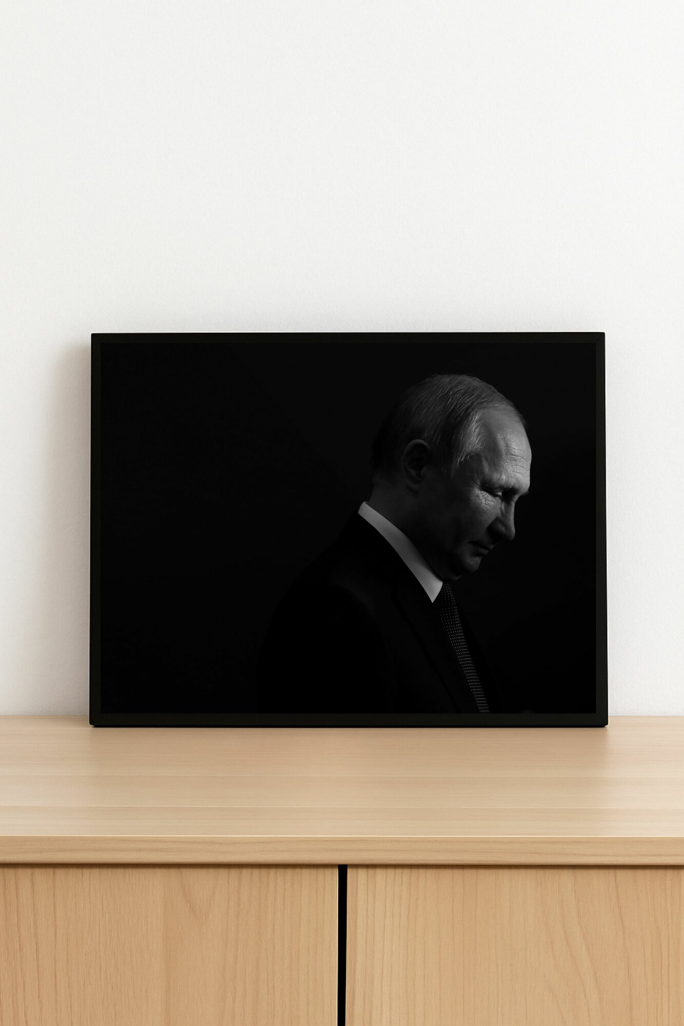 Постер Путин в черной стеклянной рамке интерьерная картина на стену, декор для дома и офиса