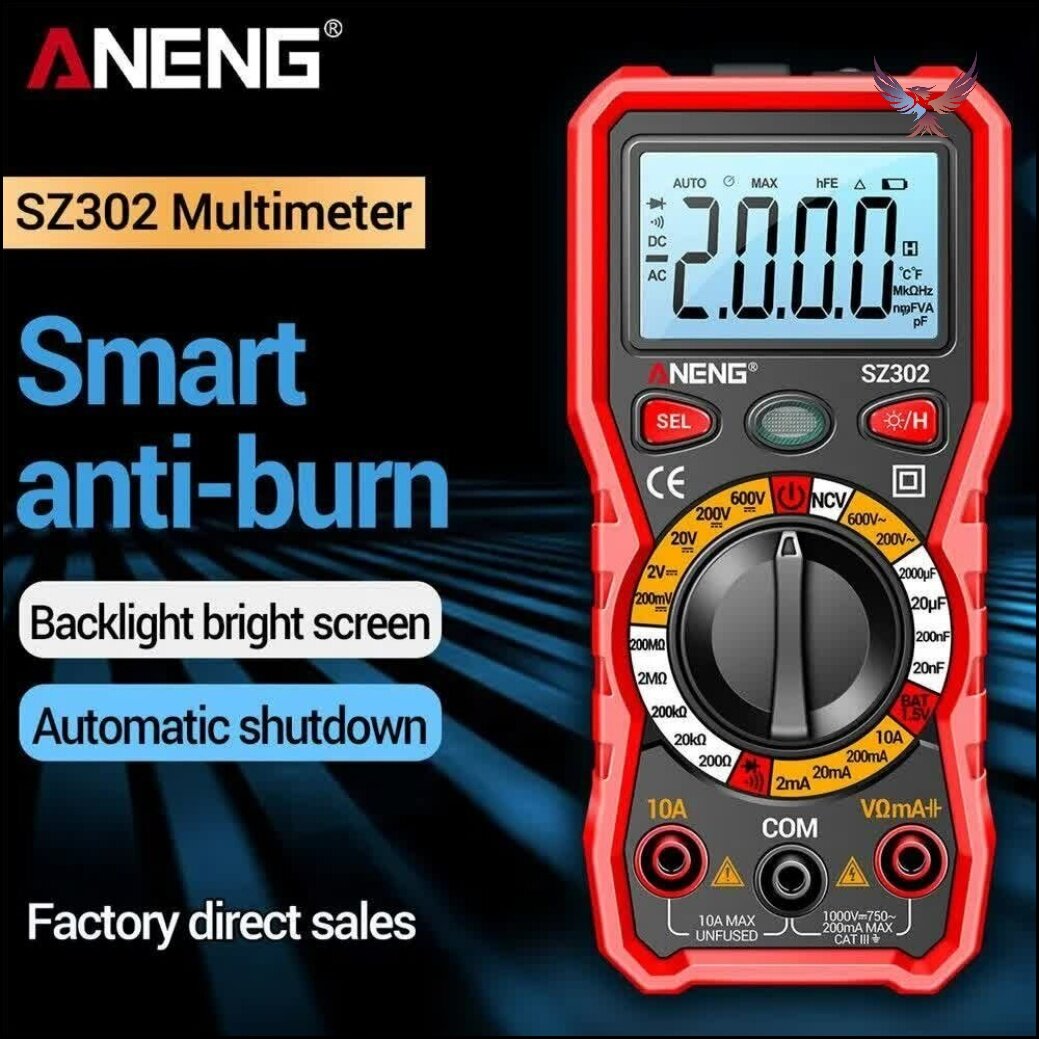 Мультиметр Aneng SZ302, поверка, фонарик, автоматическое выключение, 20 функций