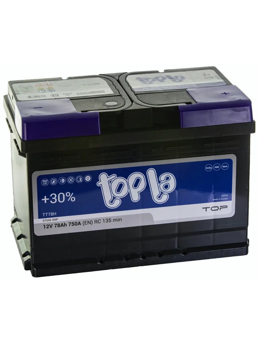 Аккумулятор TOPLA TOP 78R 12V 78Ач 750А 276x175x190 обр. пол.