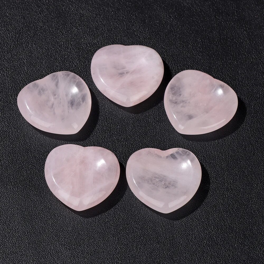 Камень для массажа RISYF сердце 30 мм Розовый, 3PCS, NO.8 Rose Quartz