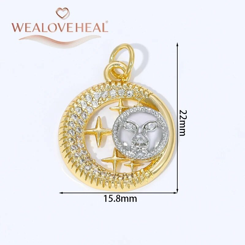 Подвески WEALOVEHEAL Солнце Луна Звезда Золотопокрытая Латунь Цирконий