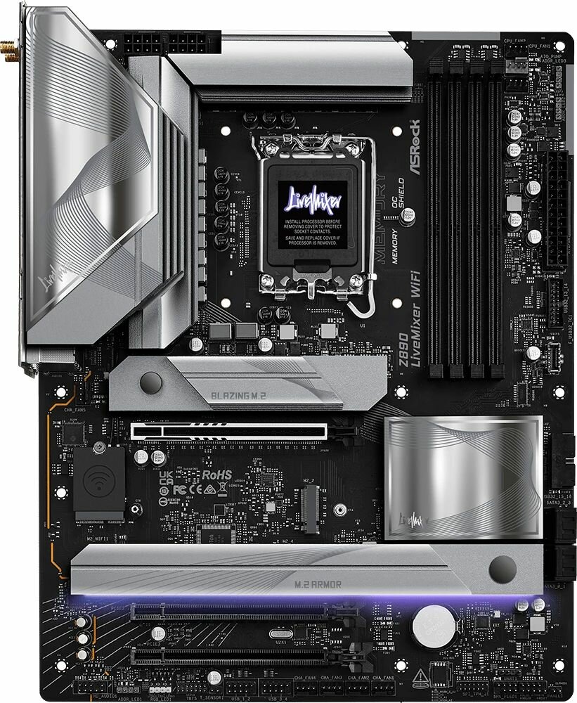 Материнская плата ASRock Z890 LiveMixer WiFi, LGA 1851, Intel Z890, ATX, Ret