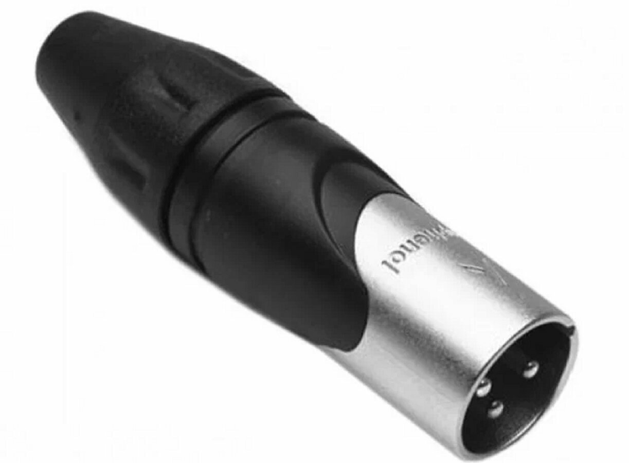 Amphenol AX3M профессиональный кабельный разъем XLR-папа (male) 3 pin, точеные контакты, цвет - никель