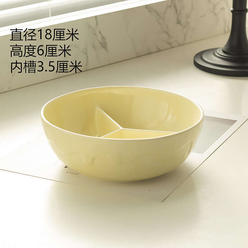 Интернет-знаменитость, стиль Ins, красивый, с молоком, одноразовая, уменьшающая жир, трехсекционная керамическая тарелка для похудения с крышкой, глубокая