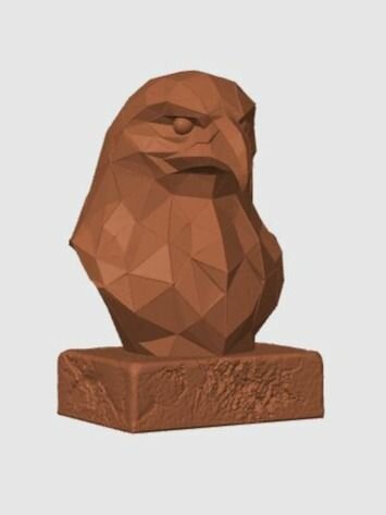 Эксклюзив! Бюст Низкополигонального Орла (10см, коричневый металлик) - подарок, талисман