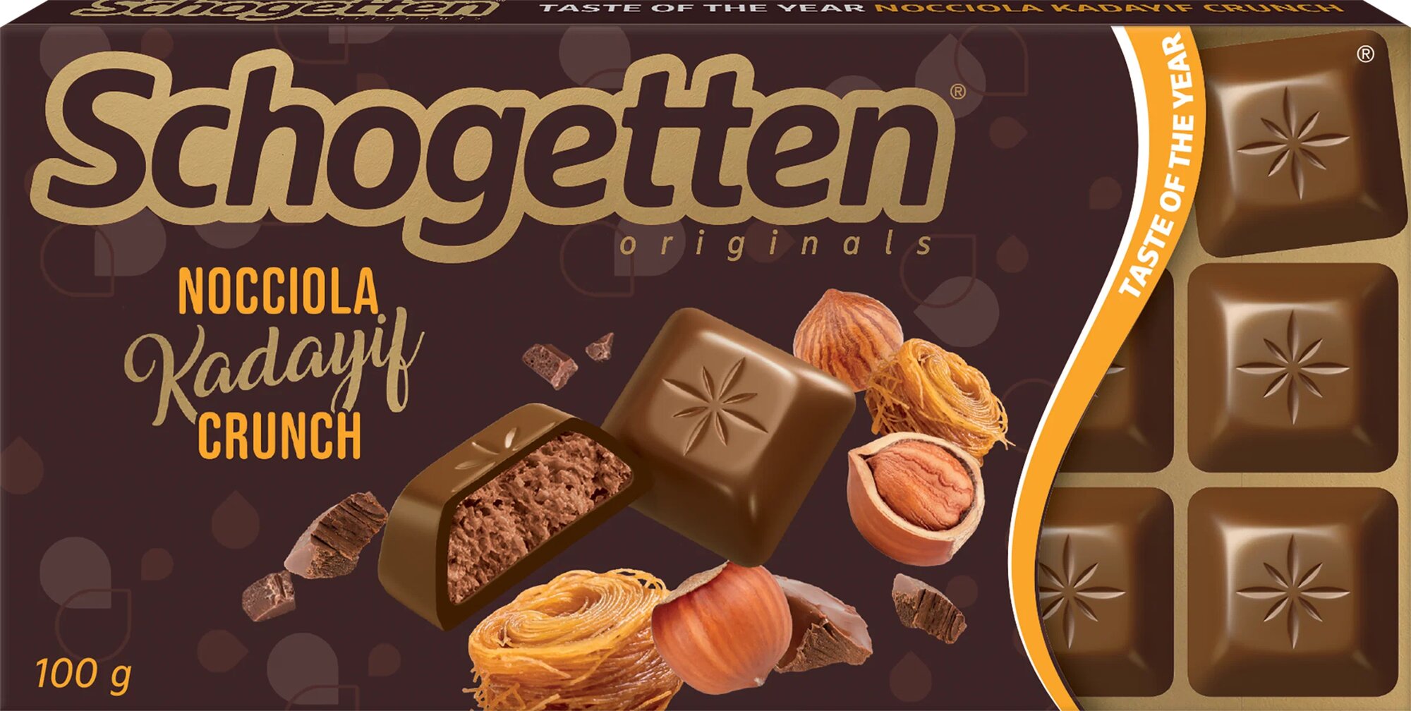 Шоколад SCHOGETTEN Nocciola Kadayif Crunch молочный с кремовой начинкой из фундука и жар. нит. кадаиф 100г