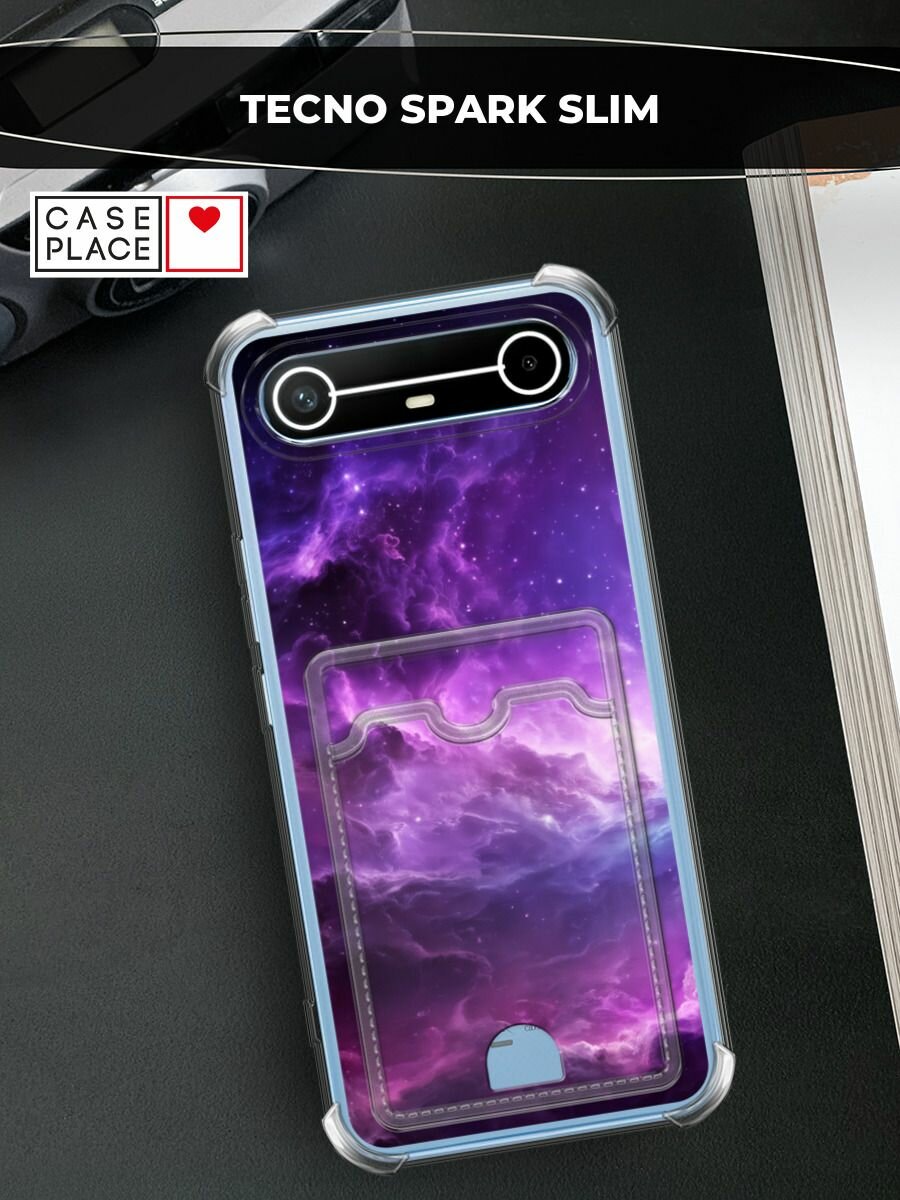 Чехол на Tecno Spark Slim (Текно Спарк Слим) с картой и принтом Космические облака
