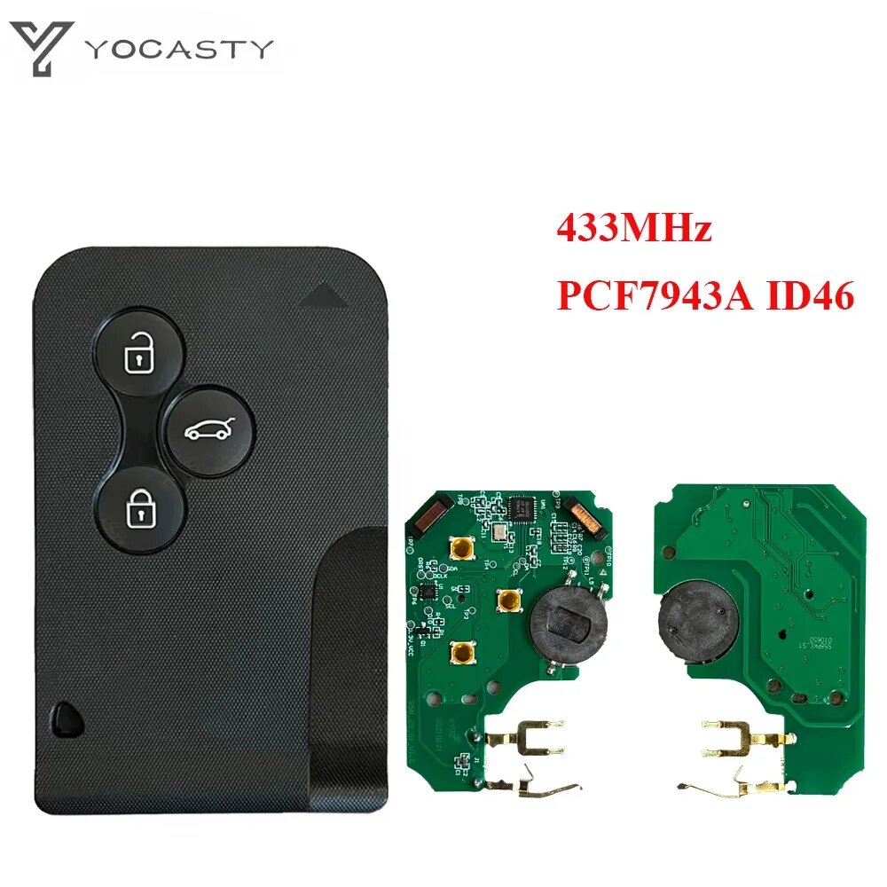 YOCASTY 433 МГц PCF7943 ID46 Смарт-ключ-карта для Renault Megane II Scenic II Grand Scenic II 2003-2008 3 кнопки без ключа Go