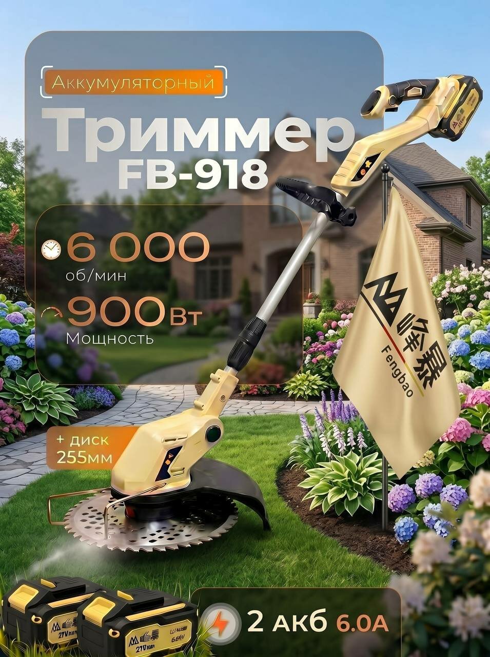 FENGBAO Садовый триммер аккумуляторный