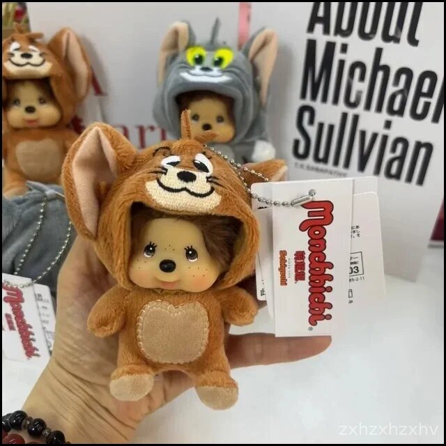 Куклы Monchhichi 15 см, подарочные коробки, брелок, сумка, подвески, ручная кукла, виниловые плюшевые игрушки, Том и Джерри, девочка, оригинальные подарки, украшения,
