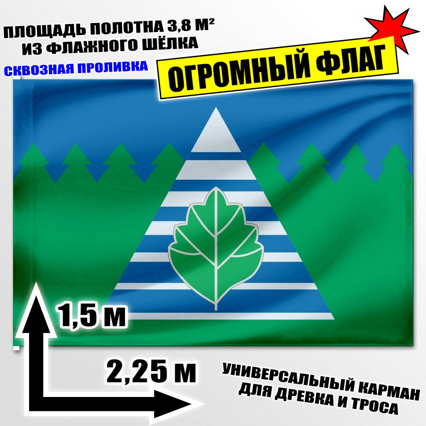 Флаг огромный Троицка (Москва) 225x150 см