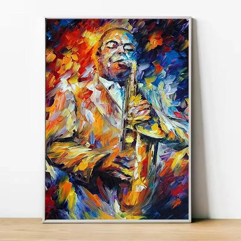 Картина маслом "Музыкант с саксофоном", 20x30см, цвет P8