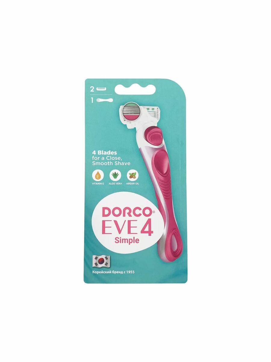 DORCO Cтанок для бритья Eve 4 Simple жен, 2 сменные кассеты