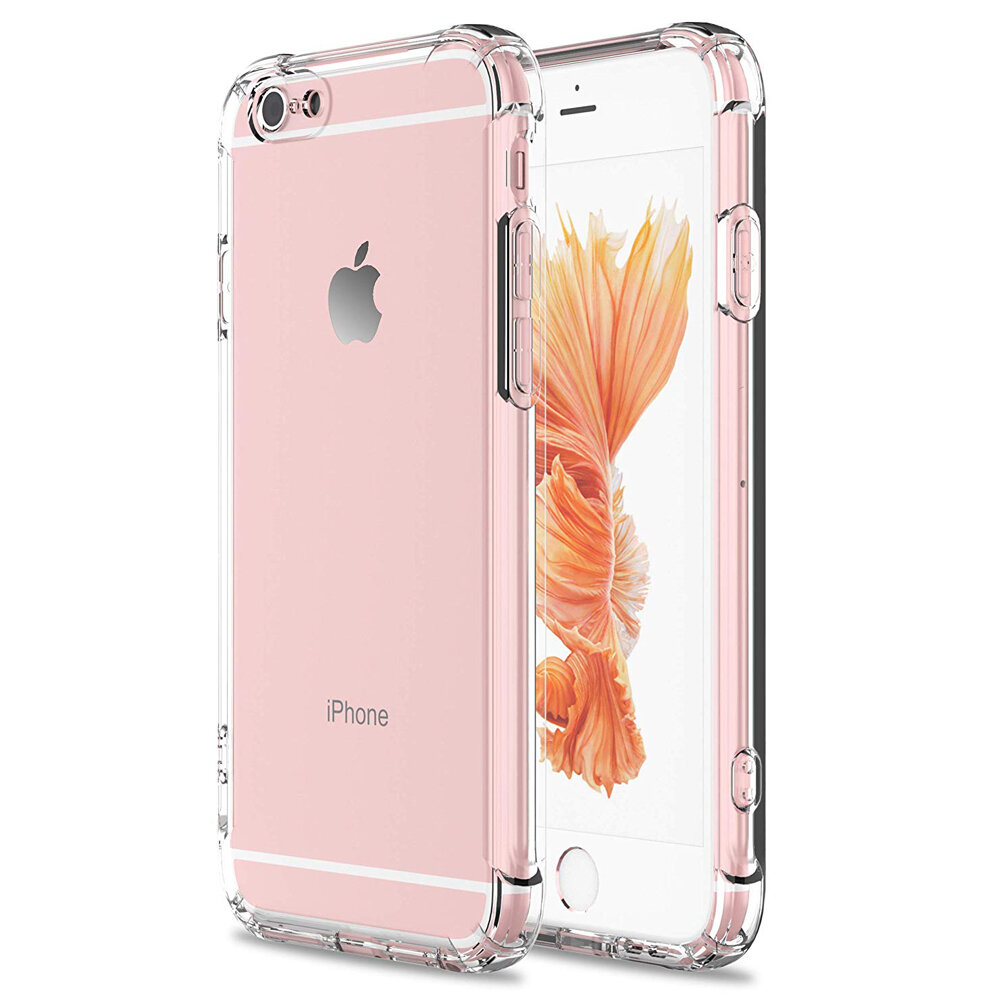 Чехол на IPhone 6 / Айфон 6s / Айфон 6 / 6с прозрачный силиконовый с защитой камеры "Антишок"