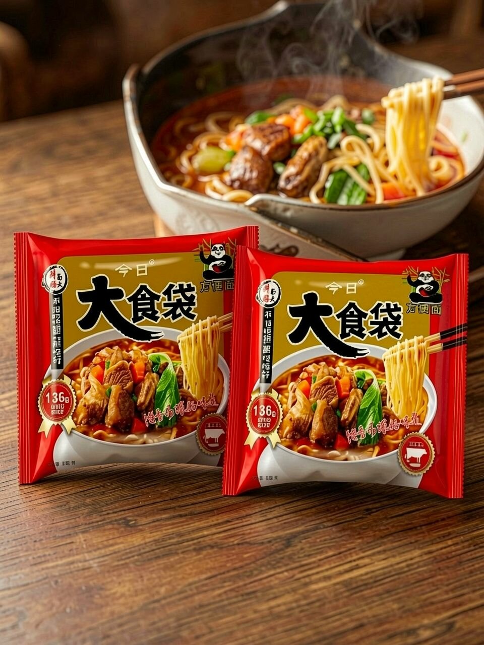 Лапша Ashira Джин Ри Биг со вкусом говядины, 2 пачки KING SIZE 136гр*2уп